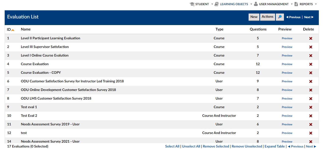 Create an Evaluation